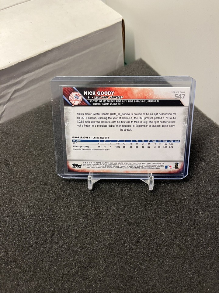 Nick Goody Rookie 2016 Topps card 547 New York Yankees RC | eBay