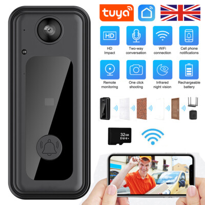 Wireless Smart WiFi Video Doorbell Security Camera Phone Door Bell Ring ...