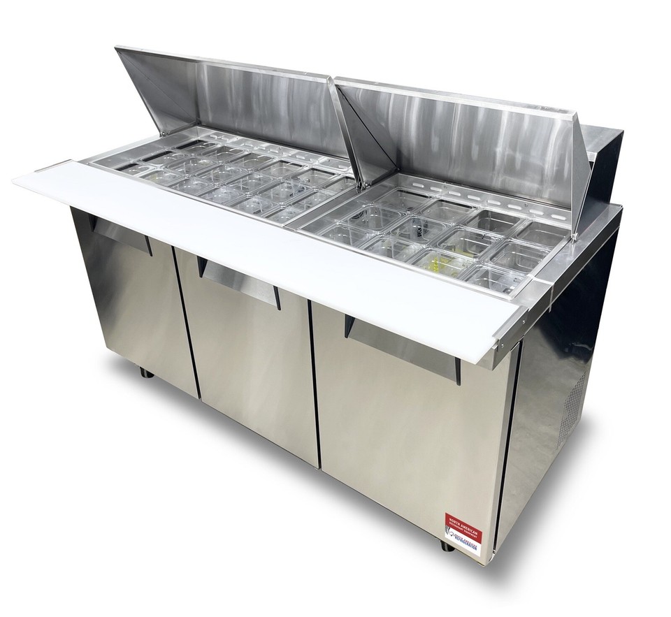 72" SANDWICH PREP TABLE UNIT 3 DOOR MEGA TOP SALAD PREP 30 Pan 72 ...