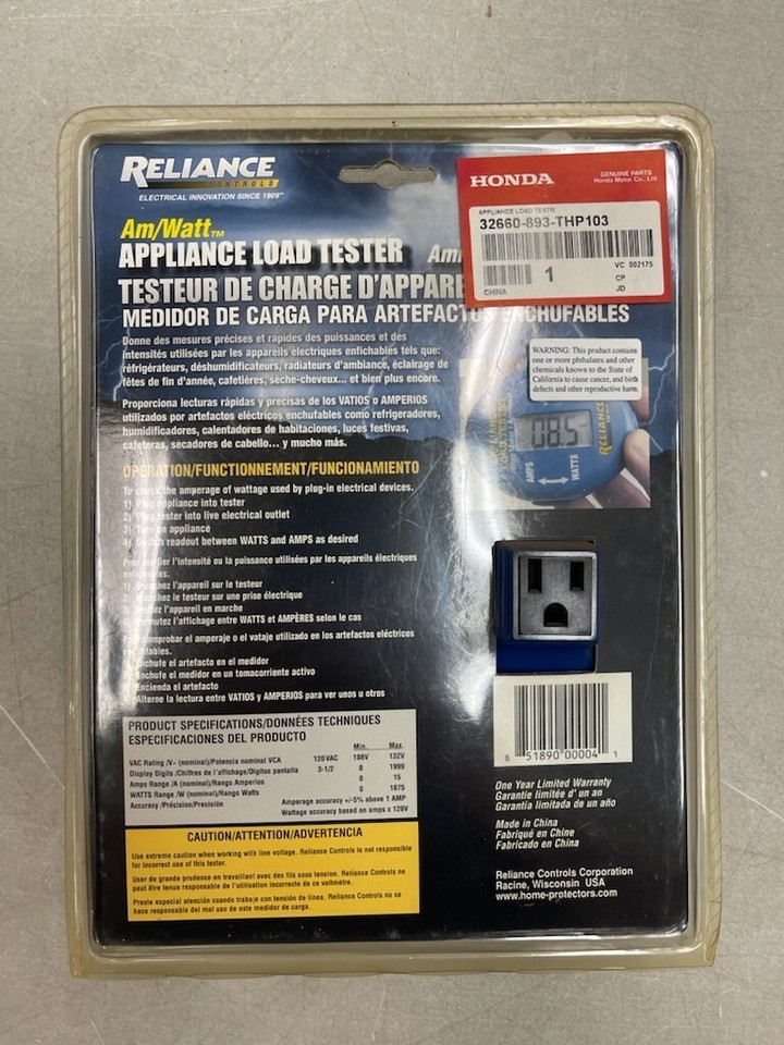 RELIANCE COPNTROLS AMP/WATT APPLIANCE LOAD TESTER | eBay