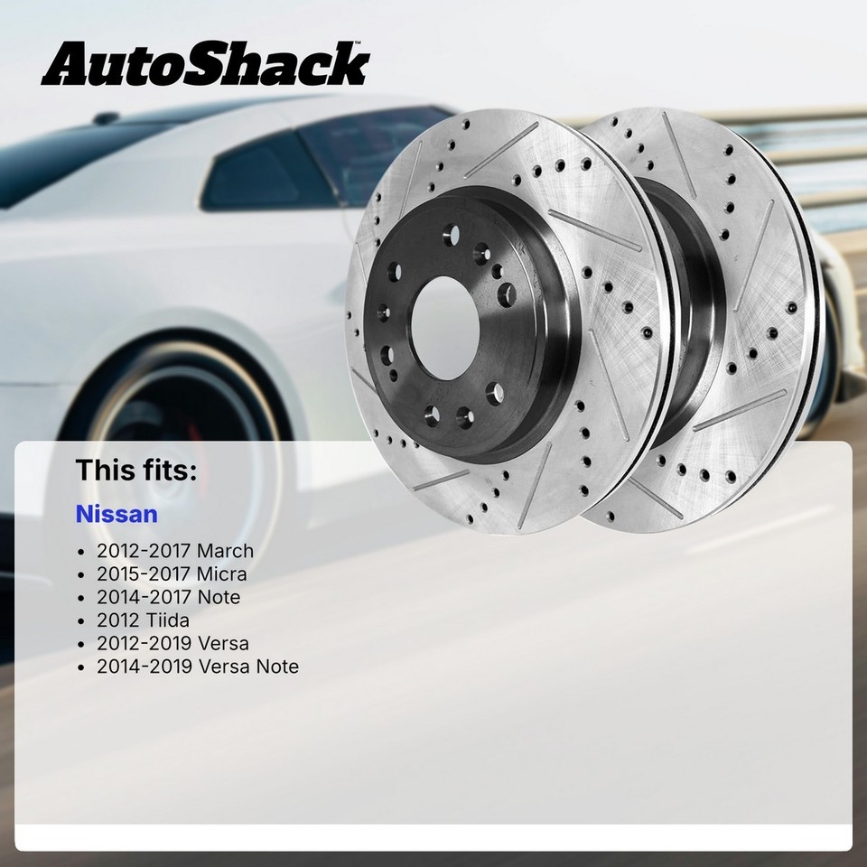 Front Drilled Slotted Brake Rotors Pair 2 for Nissan Versa Note 2015 ...