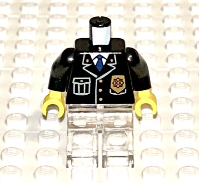 LEGO® Minifig Torso Police Blue Tie Black Jacket Gold Badge Officer ...