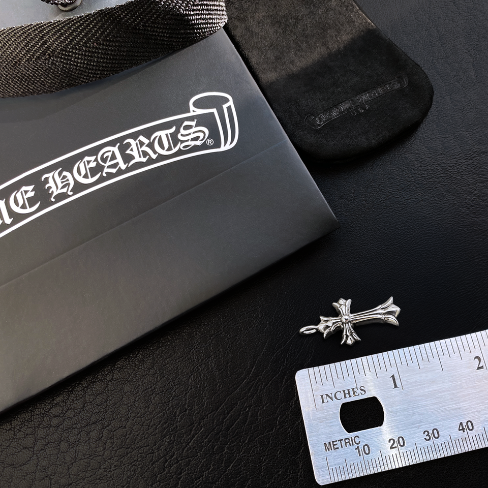 Authentic Chrome Hearts Small Double Cross Charm + CH Pouch and Gift ...
