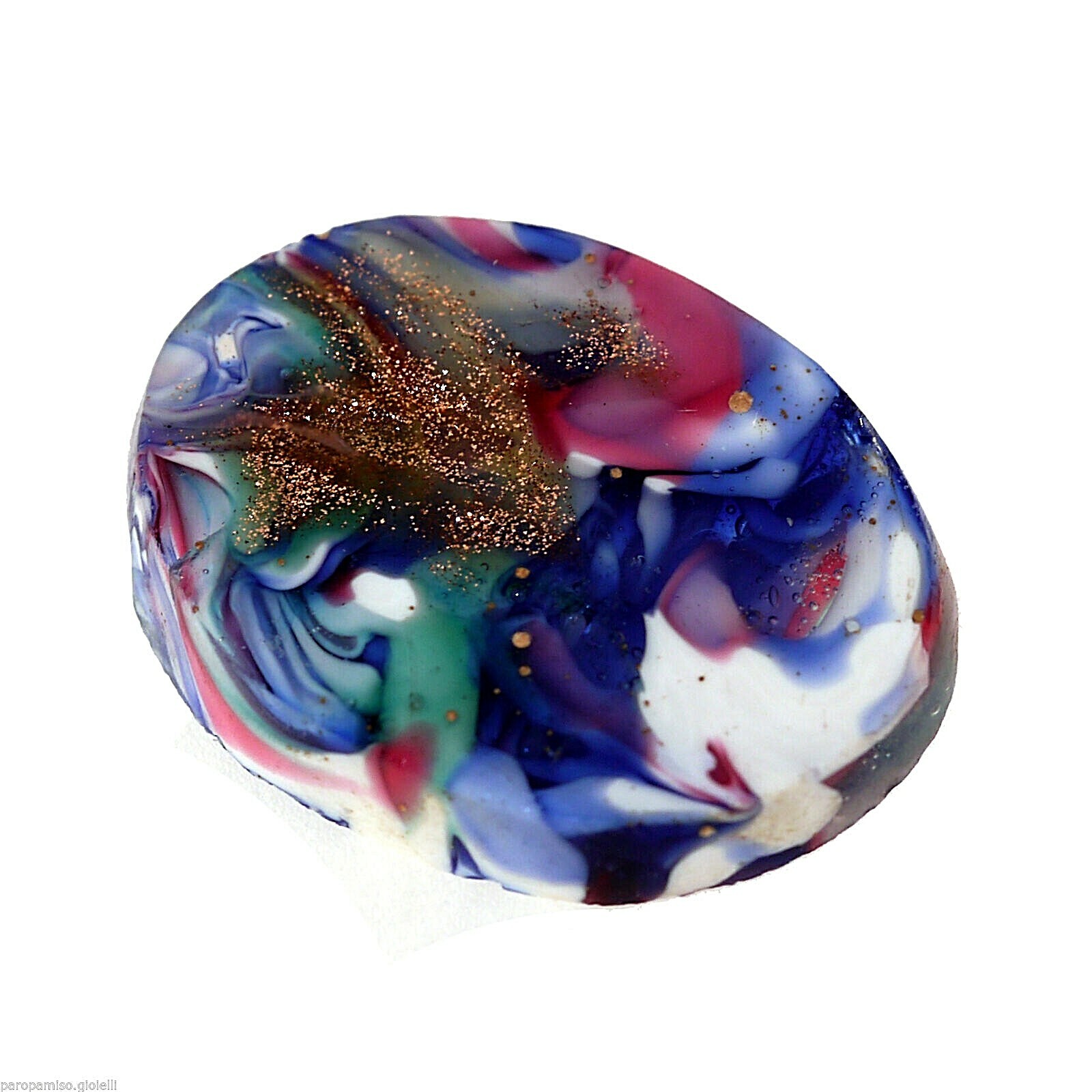 (0574) Franchini-Bigaglia, Glass Cabochon with Avventurina, Murano ...