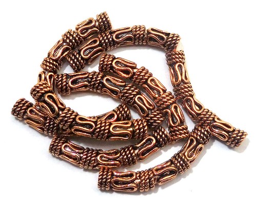 8 Pcs 28X4mm Bali Curved Pipe Tube Bead Oxidized Copper ms-151 | eBay