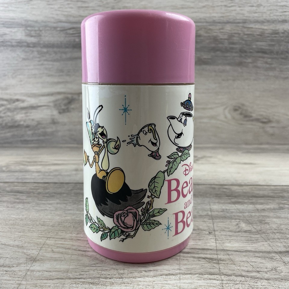 RARE Vintage Aladdin Disney Beauty & The Beast Pink Belle Pink Thermos ...