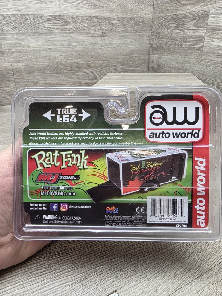 4 Auto World Exclusive Enclosed Trailer FINK KUSTOMS Ed Roth RAT FINK ...
