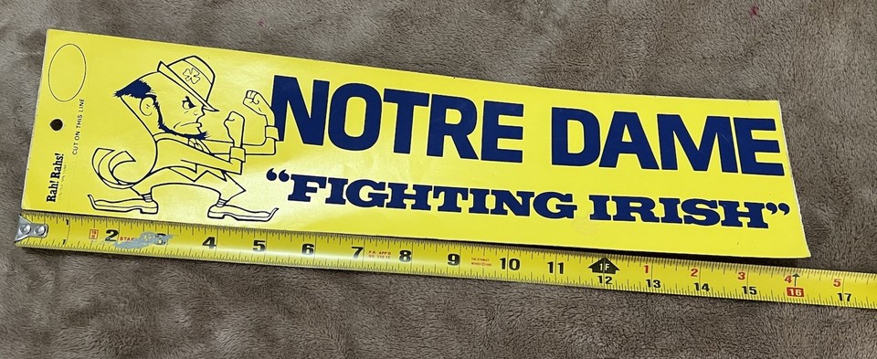 Vintage Notre Dame Bumper Sticker | eBay