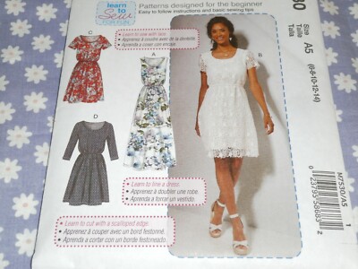 McCALL'S 7530 MISSES EASY LEARN TO SEW SCOOPNECK DRESSES PATTERN-UNCUT ...