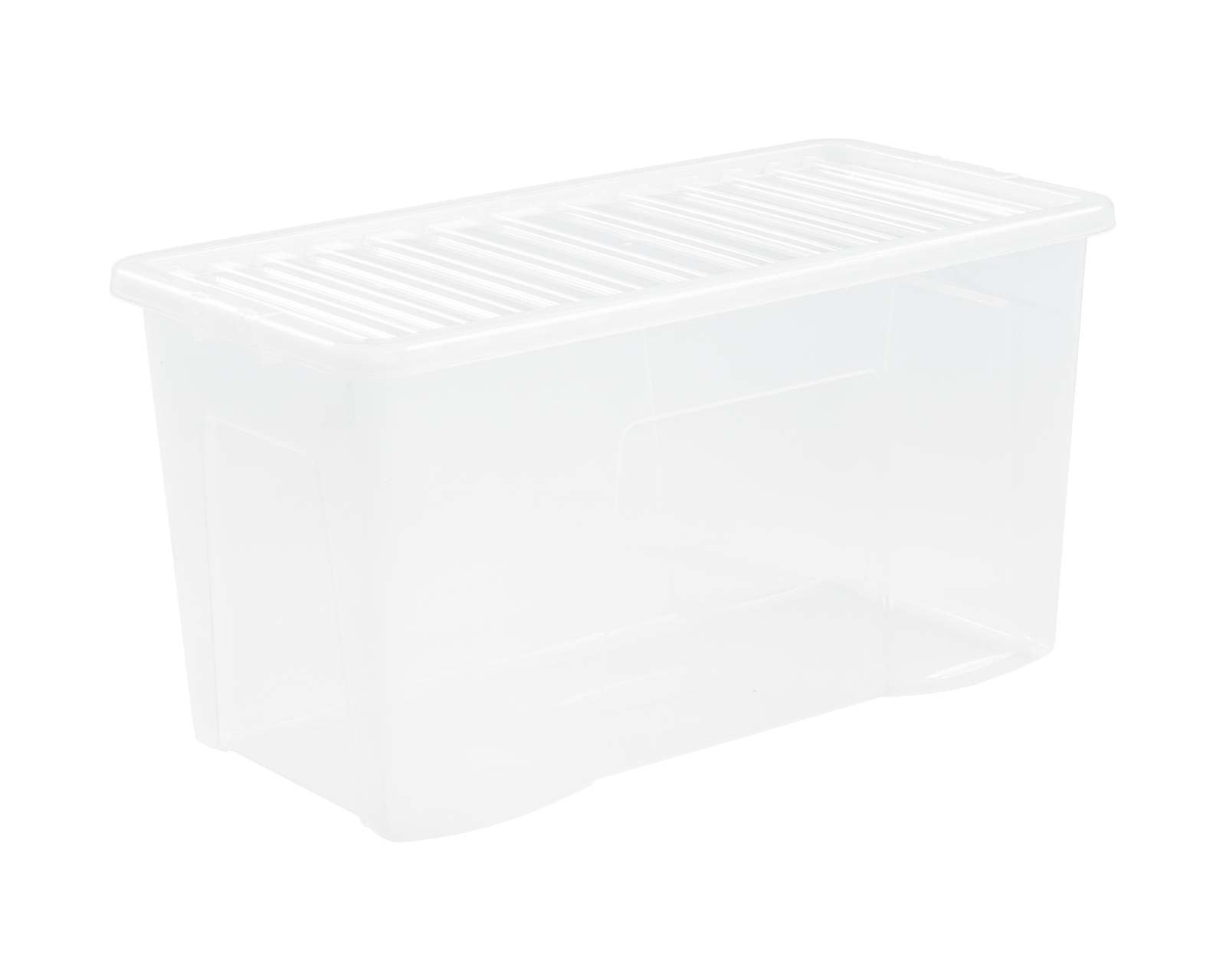 9 x 110L Storage Box With Lid Crystal Clear Plastic Stackable ...