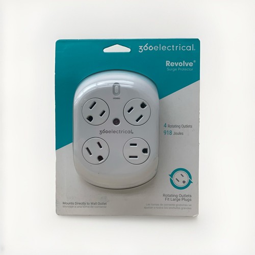 NEW 360 Electrical Revolve 4 Rotating Outlets Surge Protector Wall ...