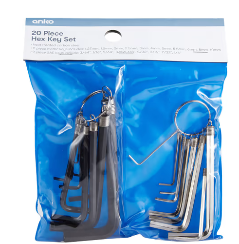 20 Piece Hex Key Metric and Imperial Allen Alan Allan Key Set Tools Kit ...