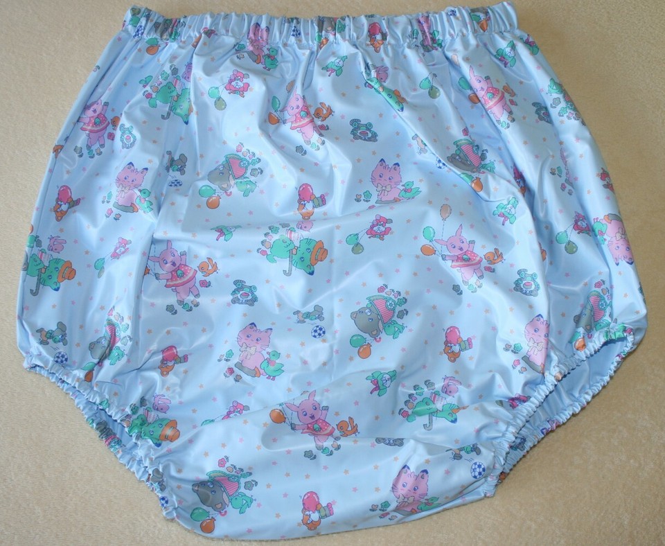 PVC Adult Baby Incontinence Diaper Pants Rubber Pants Light Blue Child ...