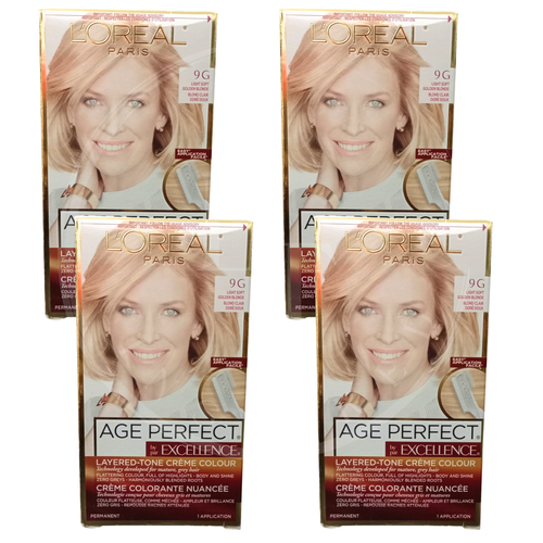 4x L'Oreal Paris Age Perfect Hair Color - 9G Light Soft Golden Blonde ...