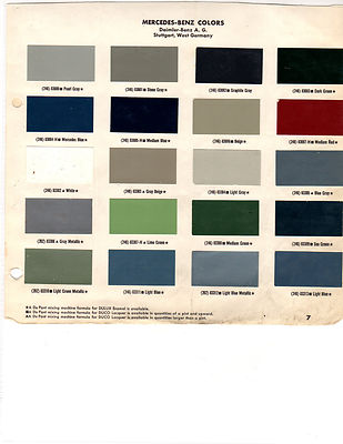 1958 1959 1960 1961 1962 1963 1964 1965 1966-1974 MERCEDES BENZ PAINT ...