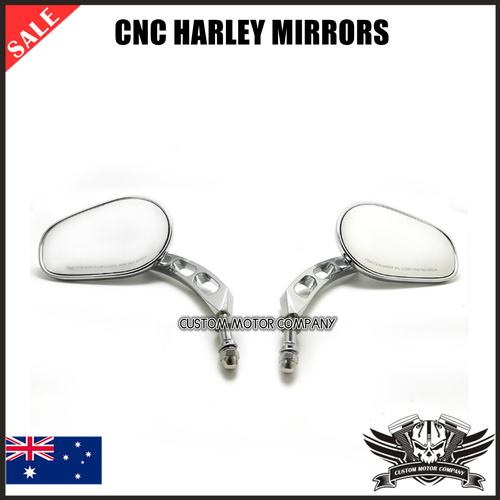 Chrome CNC Motorcycle 8mm Mirrors Harley Dyna Softail Sportster ...