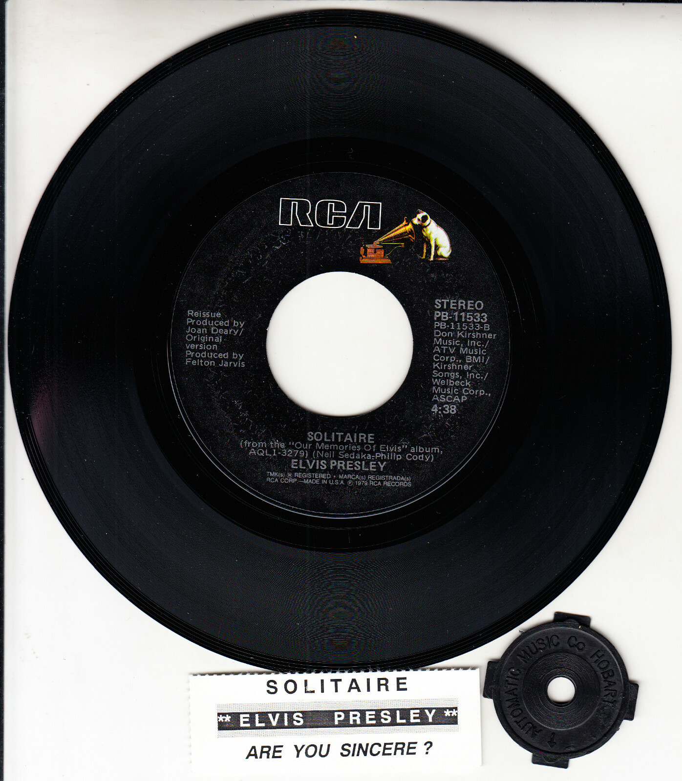 ELVIS PRESLEY Solitaire & Are You Sincere 7" 45 rpm record NEW + juke ...