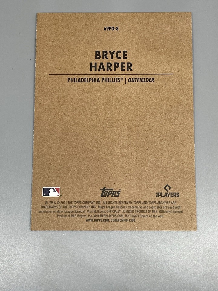 Bryce Harper 2021 Topps Archives 1969 Peel-Off Set 69PO-8 Philadelphia ...