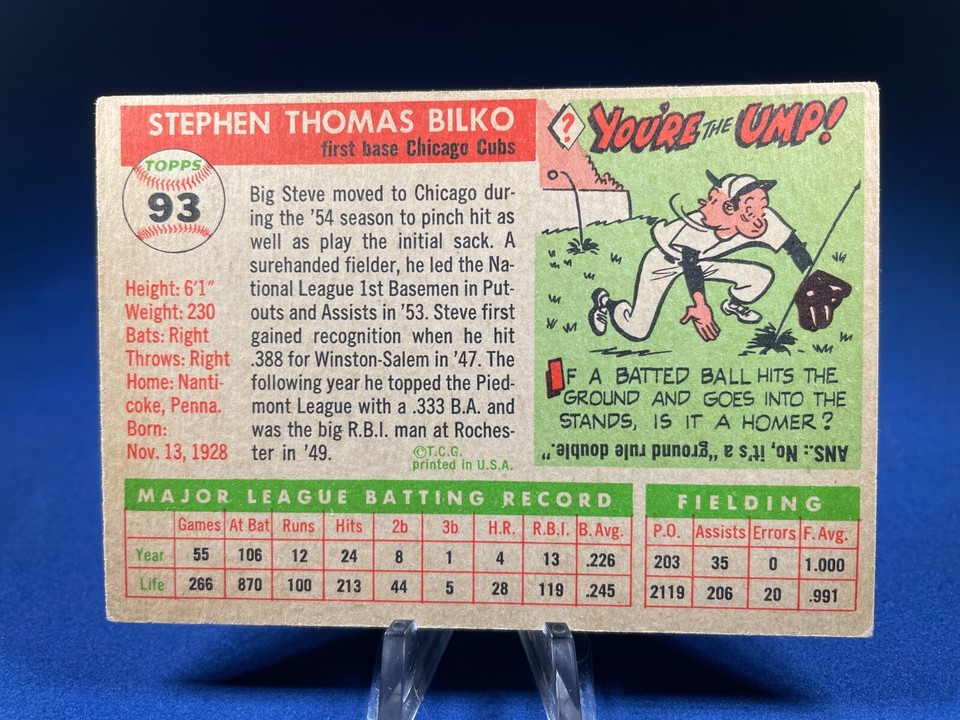 1955 Topps Baseball Card Steve Bilko #93 Chicago Cubs | eBay
