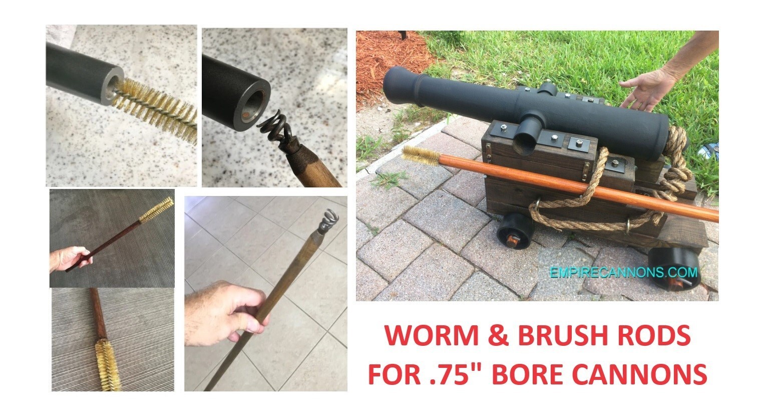 BLACK POWDER SIGNAL CANNON, .75" WORM AND BORE BRUSH ROD PREMIUM #1 | eBay