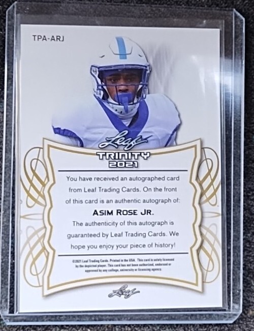 2021 ASIM ROSE JR. LEAF TRINITY FOOTBALL AUTO TPA-ARJ #/50 SM | eBay