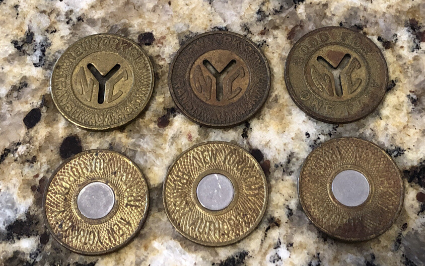 (6)- VINTAGE NYC Subway Transit Tokens. Free Shipping. | eBay