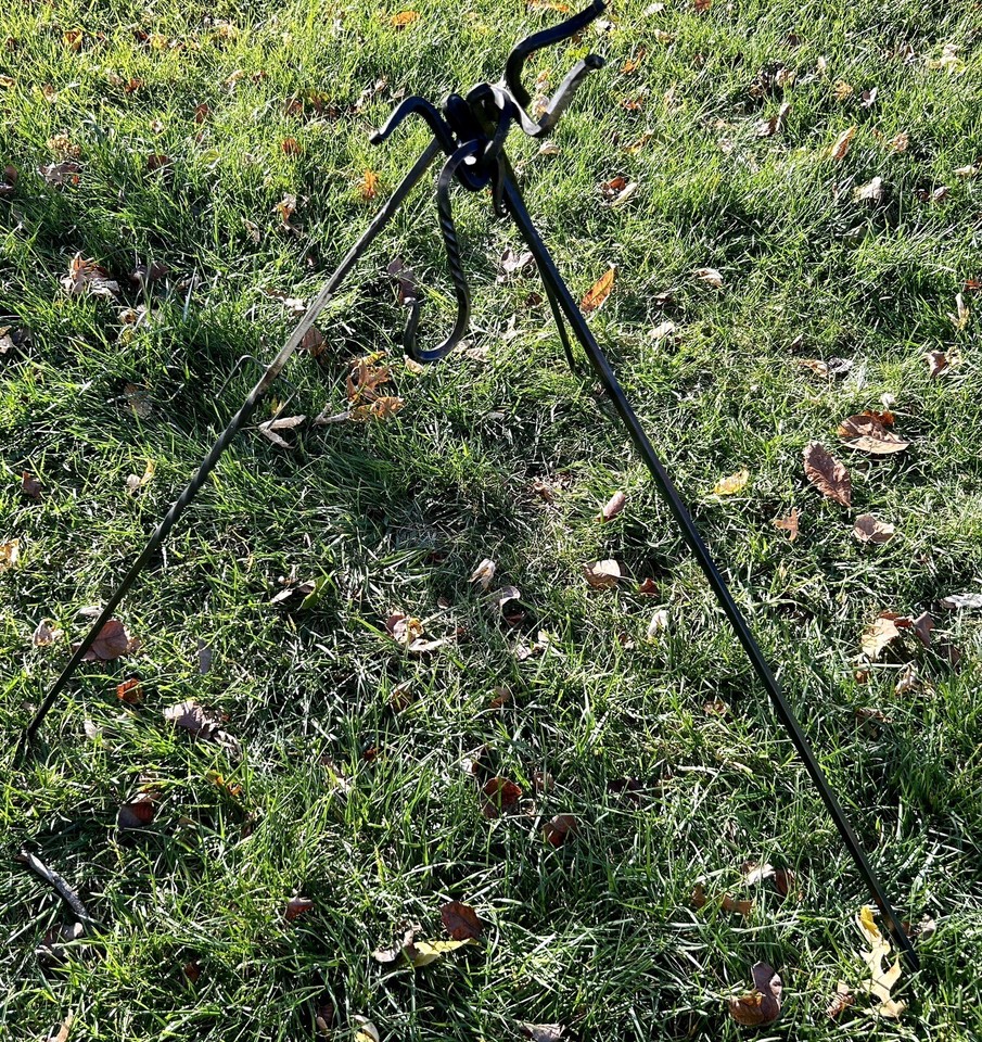 3 Hook Hand forged Rustic Cowboy Portable Campfire Fire Spit and Tripod ...