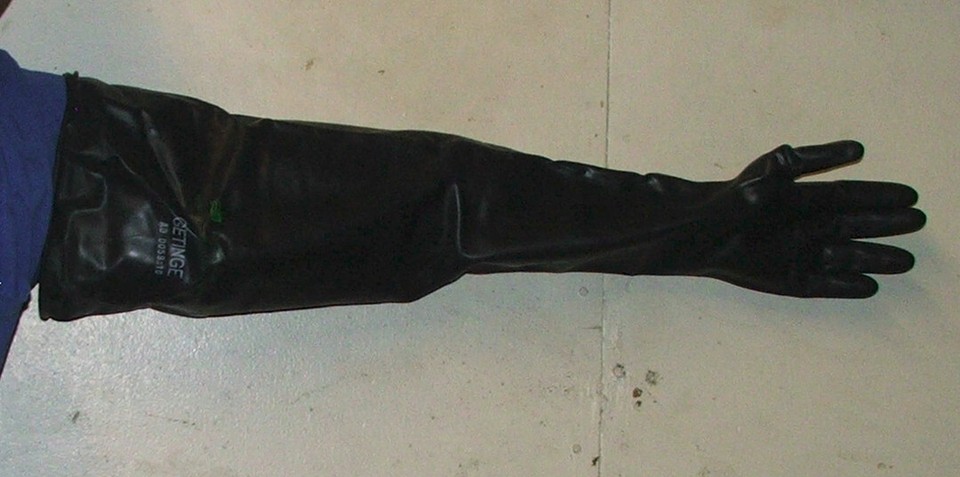 Shoulder Length Black Neoprene Latex Rubber Gloves 15 mils thick 32 ...