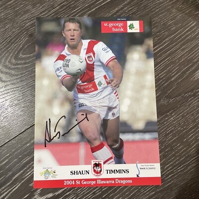 2004 signed Shaun Timmons St George Illawarra dragons poster | eBay ...