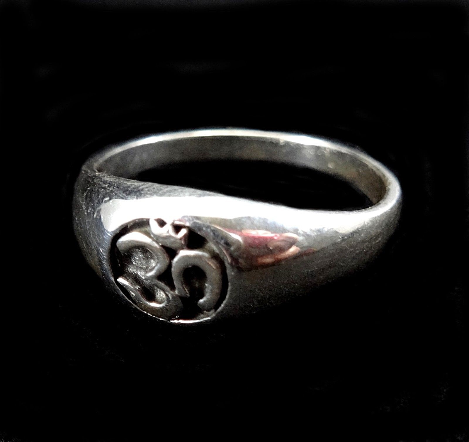 Solid 925 Sterling Silver OM/AUM Band Ring Choose Size 5 6 7 8 9 Yoga ...