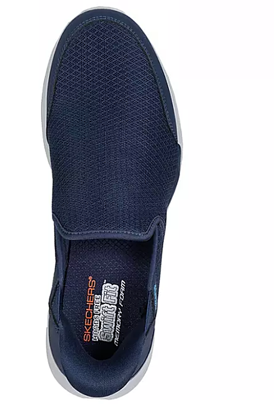 NEW Skechers Men Slip-on Hands Free Swift-Fit Navy Tennis Shoes Sneaker ...