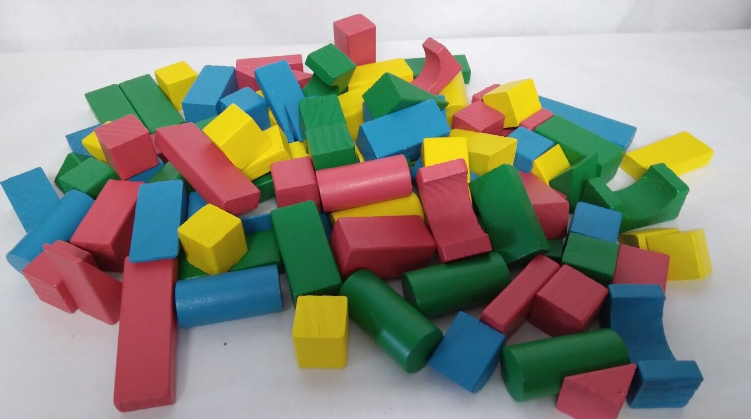 Bulk Lot of 95 Assorted Colored Wood Blocks, Children’s Building Blocks ...