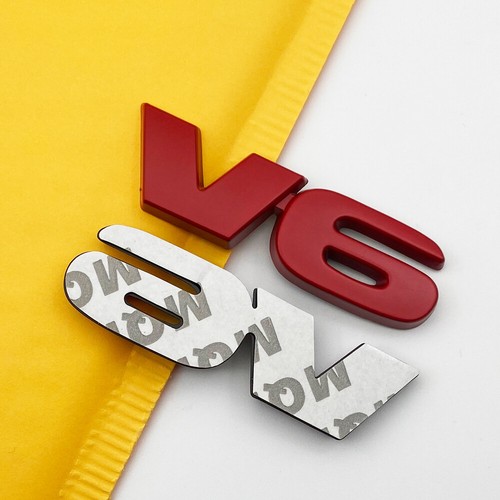 2x Metal Red V6 Emblem Car Trunk Fender Logo Sport Engine 4wd Badge 3D ...