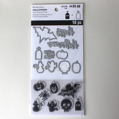 Recollections Halloween Clear Stamps & Dies, Happy Halloween Bat Skull ...