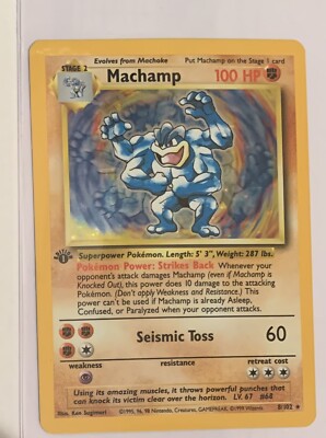 Machamp 1st Edition Holographic Pokemon Card PSA Unconfirmed Very Good ...