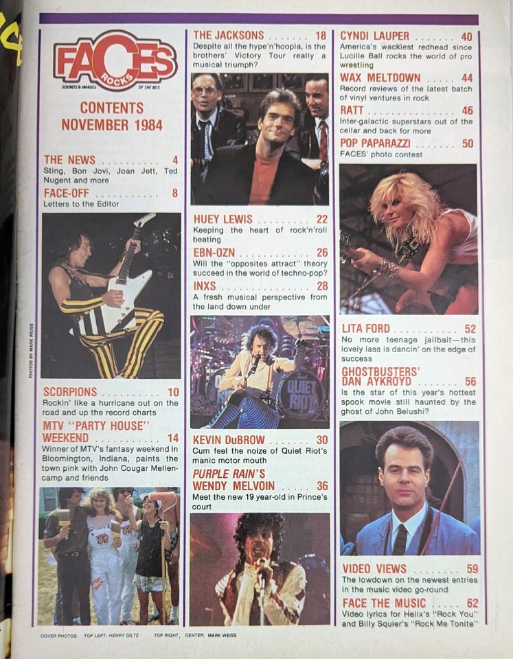 Faces Rocks Magazine November 1984 Quiet Riot, Ratt, Scorpions ...