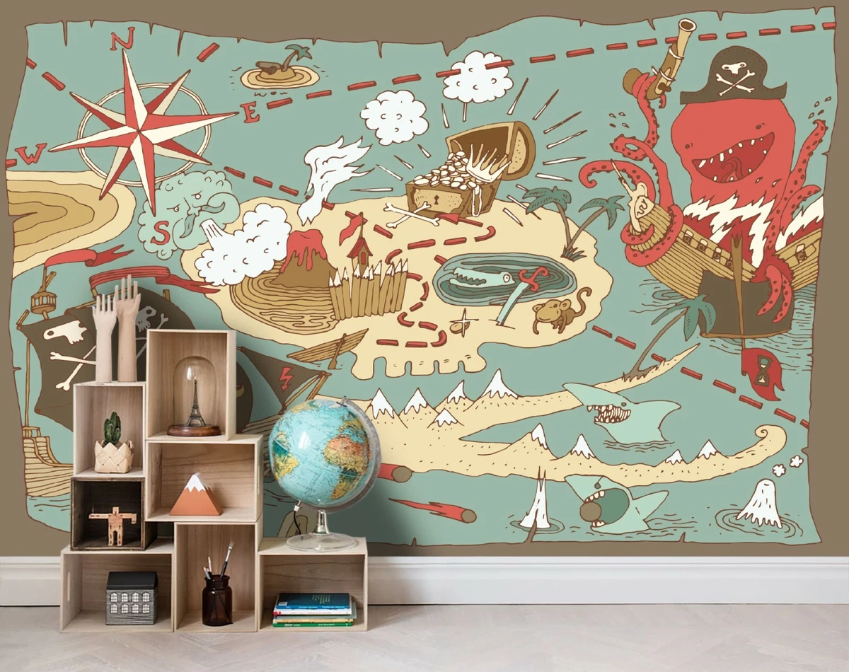 Kids Pirate Map Wallpaper