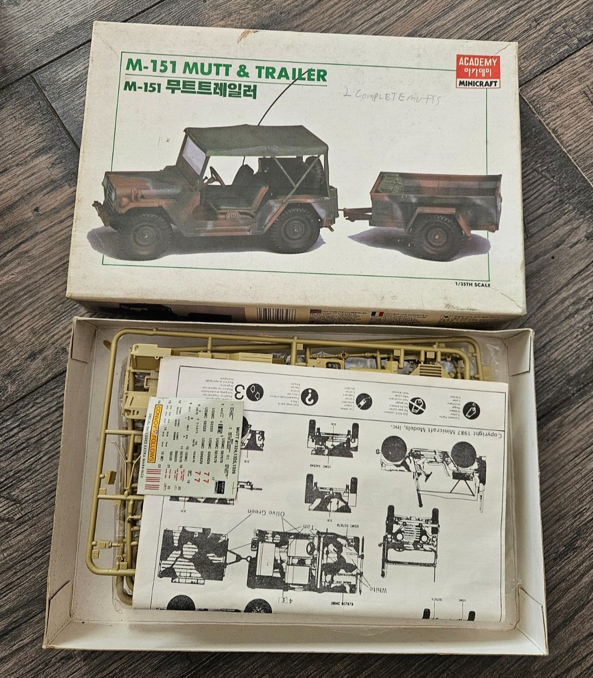 Academy 1/35 Model Kit 1326 US Army M151 Mutt Trailer Military JEEP 2 ...