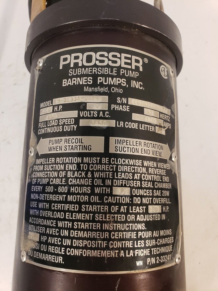 Prosser 9-01334-24FK Submersible Dewatering Pump 1.0 HP | eBay