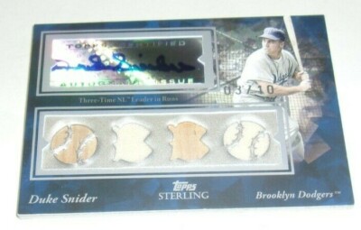 DUKE SNIDER 2008 TOPPS STERLING GAME USED QUAD JERSEY/BAT AUTO 03/10 ...