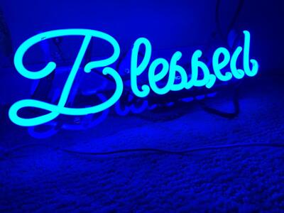14" Blessed Blue Acrylic Handmade Neon Sign Light Lamp Artwork Gift ...