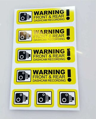 7 x Dash Cam Recording Stickers CCTV In Car Video Camera Decal Sticker ...