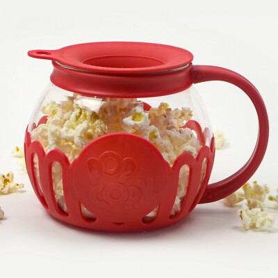 NEW IN BOX EPOCA POPCORN POPPER RED GLASS MICROWAVE GIFT CHRISTMAS FAST ...