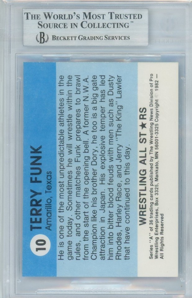 Terry Funk 1982 Wrestling All-Stars Series A #10 Rookie BGS 8.5 NM-MT+ ...