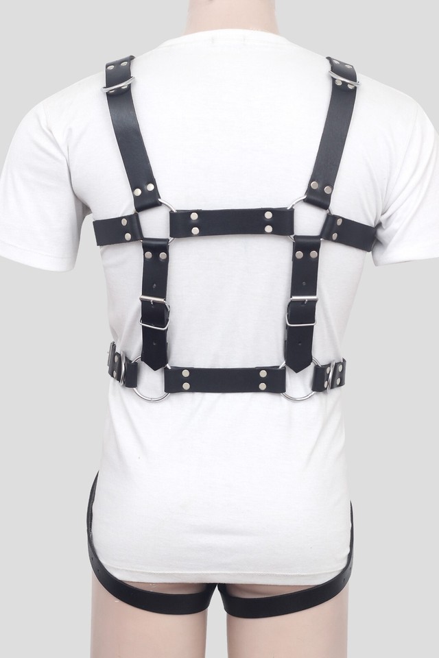 Sexy Mens Real Leather Strap Full Body Harness Bondage Belt Gay ...