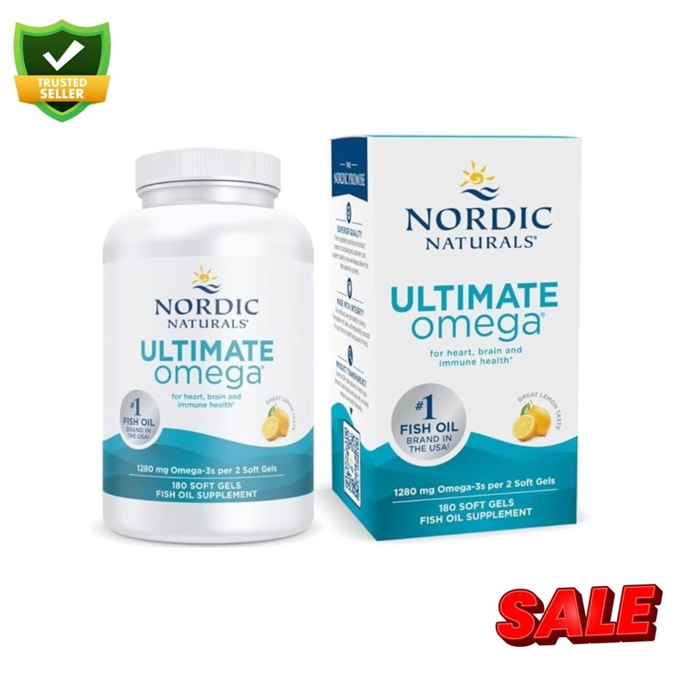 Nordic Naturals Ultimate Omega, Lemon 1280mg Omega 3 180 Soft Gels-Free ...