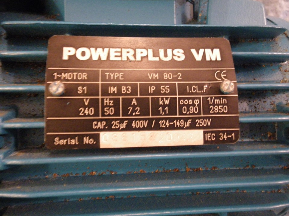 Electric motor single phase 240 AC volt 1.1kW 1 1/2hp 2850 rpm IMB3 ...