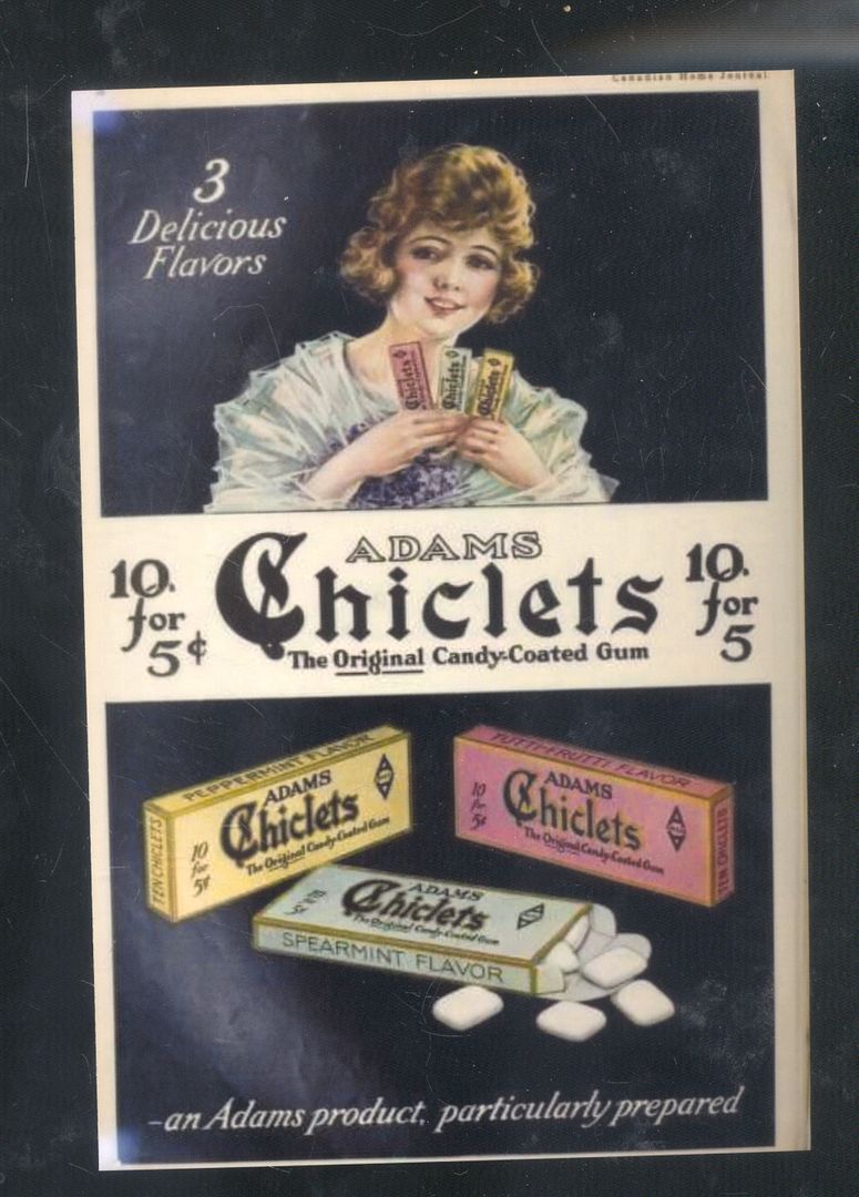 ADAMS CHICLETS CHEWING GUM CANDY ADVERTISING POSTCARD COPY | eBay