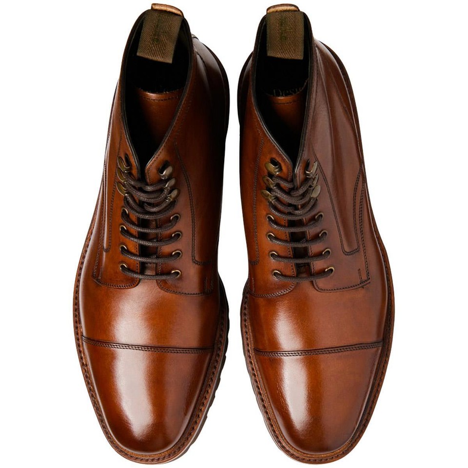 Loake Mens Leather Aquarius Boot Shoes Cedar Dark Brown Grain Sizes UK7 ...