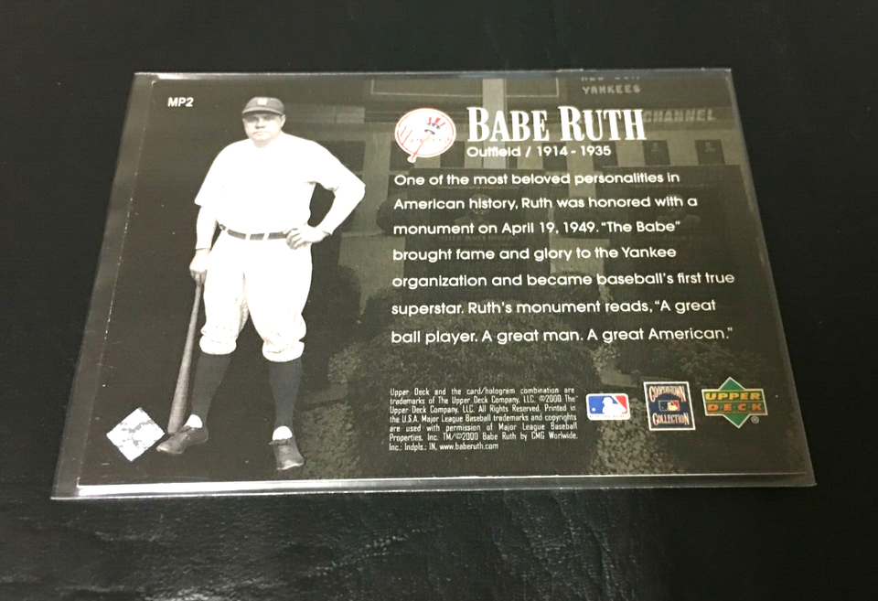BABE RUTH 2000 UPPER DECK LEGENDS MONUMENT PARK INSERT CARD #2 Yankees ...